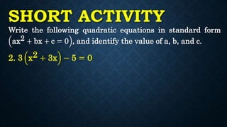 6 - NATURE OF THE ROOTS OF A QUADRATIC EQUATION USING DISCRIMINANT ...