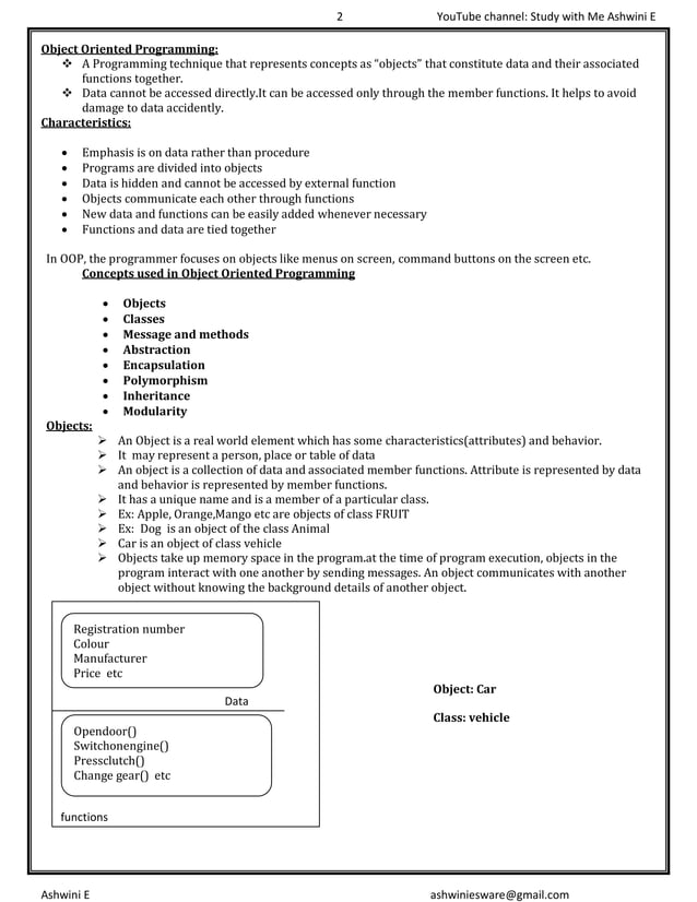 2nd PUC computer science chapter 6 oop concept | PDF