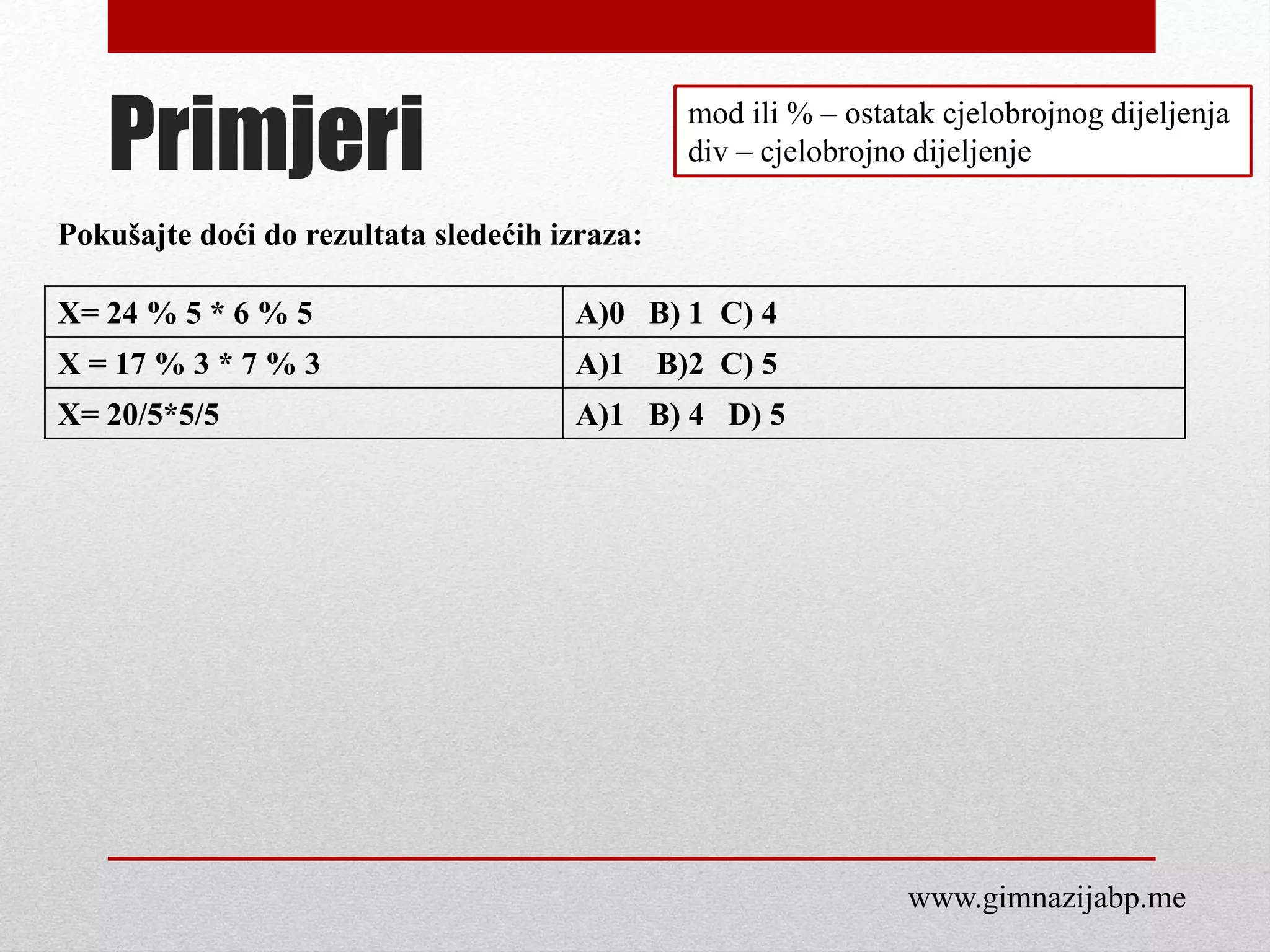 Operatori u programiranju | PDF