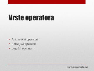 Operatori u programiranju | PDF