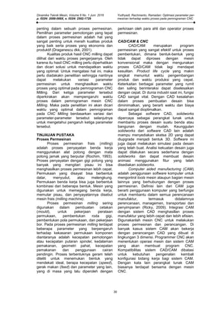 6 optimasi parameter permesinan terhadap waktu proses pada pemrograman cnc milling dengan ...