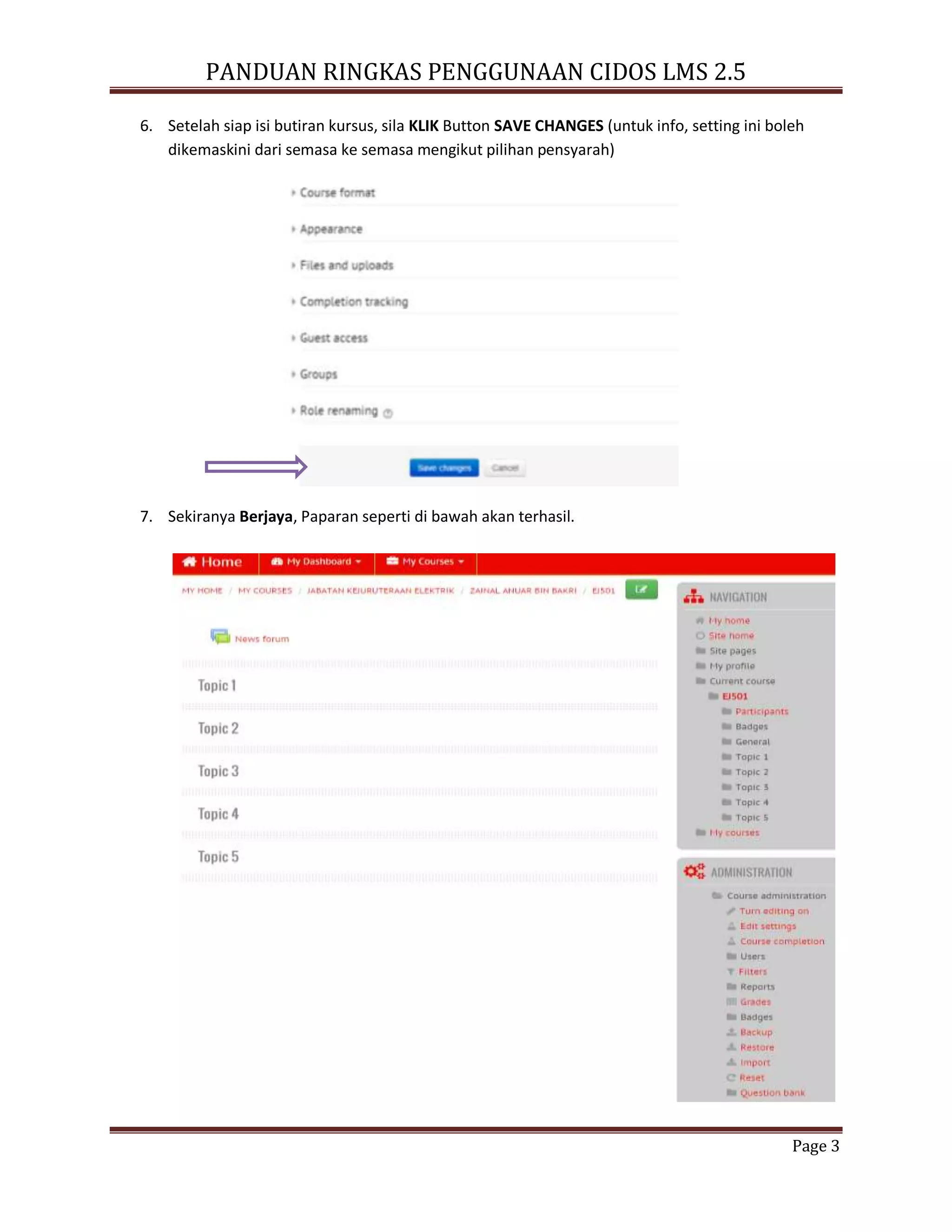 6 panduan ringkas-cidos_lms_2.5 | PDF