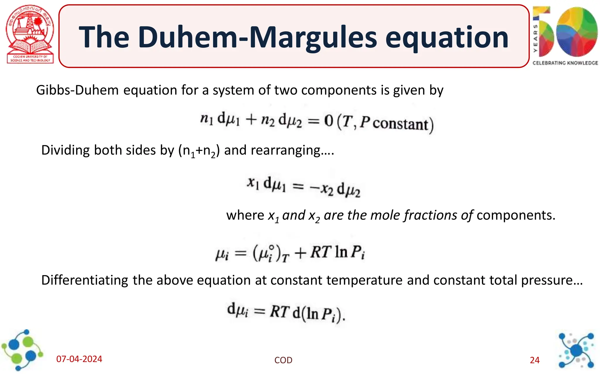 6-Partial Molar Quantities-Gibbs Duhem Equation- Duhem Marghules ...