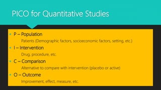 PICO in systematic literature review | PPTX | Medical Health