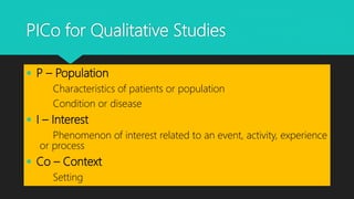 PICO in systematic literature review | PPTX | Medical Health