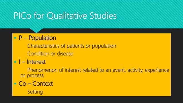 PICO in systematic literature review | PPTX | Medical Health