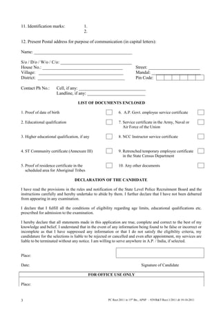 6. police constables rect. 2011 in 15th bn., apsp application form - 7 ...