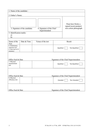 6. police constables rect. 2011 in 15th bn., apsp application form - 7 ...