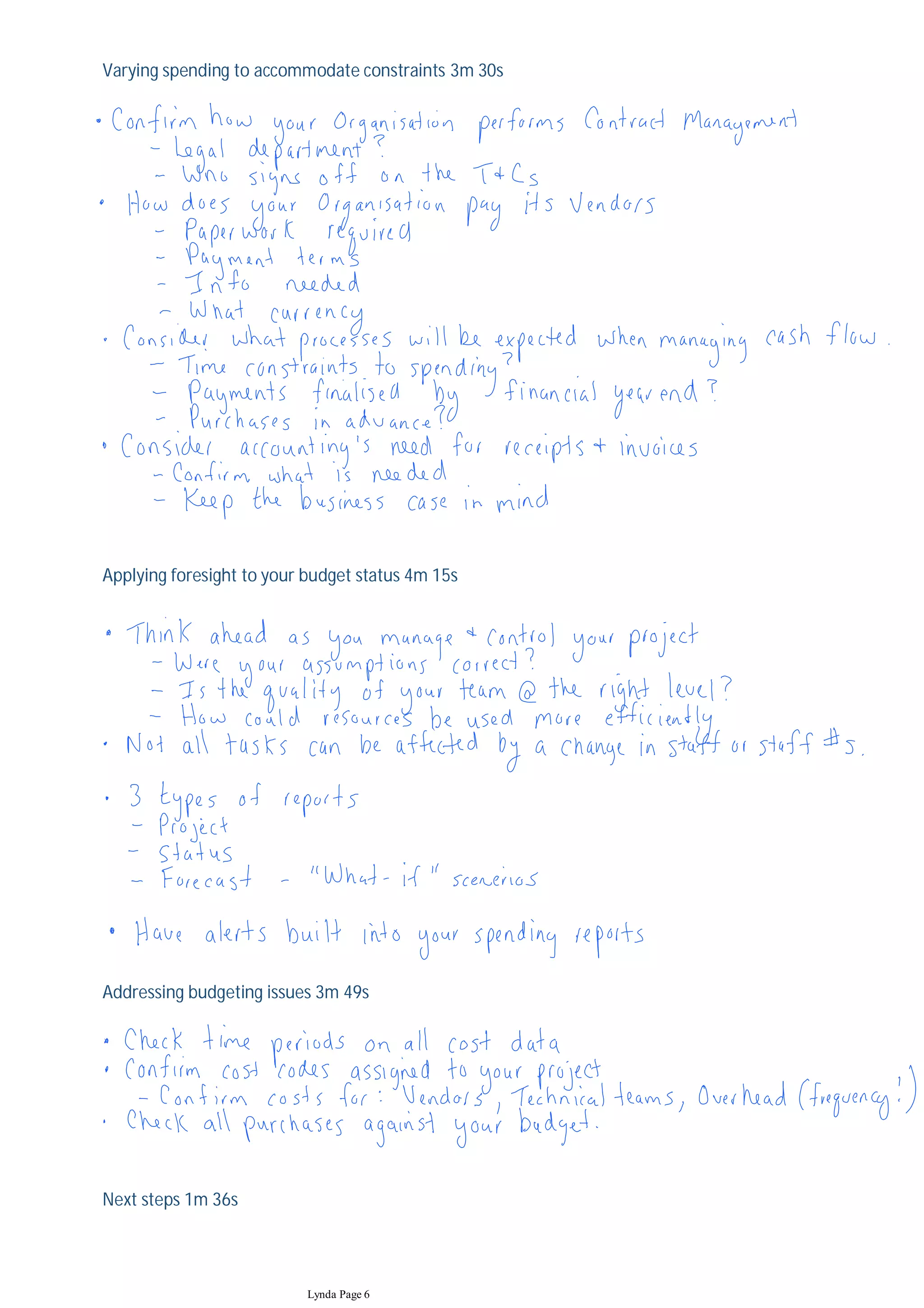 6 - Project Management Foundations : Budgets (Notes) | PDF