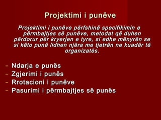 Projektimi i puneve - ligj 6 Mr.Driton Sylqa | PPT