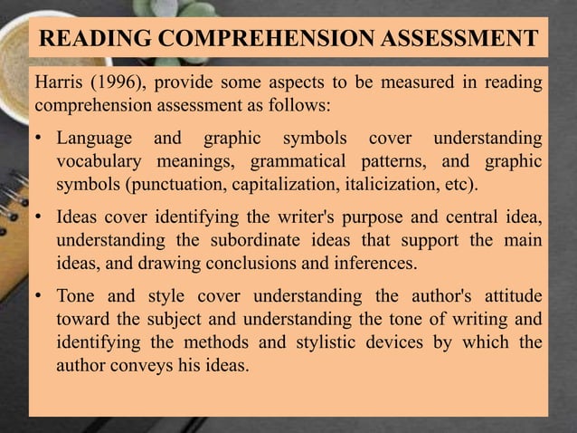 ASSESSMENT: READING COMPREHENSION ASSESSMENT | PPT | Standardized ...