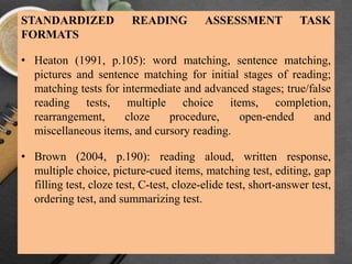 ASSESSMENT: READING COMPREHENSION ASSESSMENT | PPT