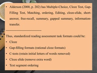 ASSESSMENT: READING COMPREHENSION ASSESSMENT | PPT