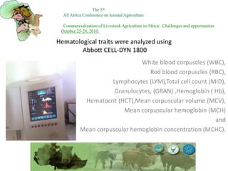 Some hematological and biochemical parameters of Arsi Bale sheep ...
