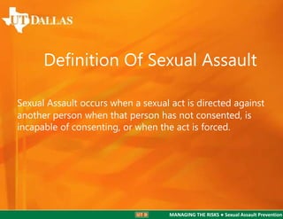 Managing the Risks - Sexual Assault Prevention - Presentation 6 of 9 | PPT