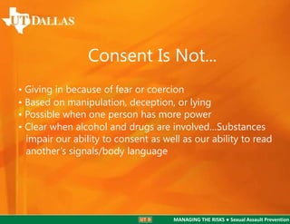 Managing the Risks - Sexual Assault Prevention - Presentation 6 of 9 | PPTX