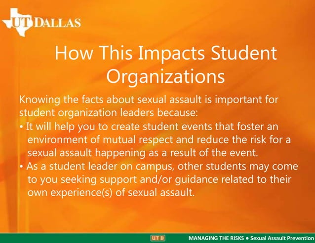 Managing The Risks Sexual Assault Prevention Presentation 6 Of 9 Ppt