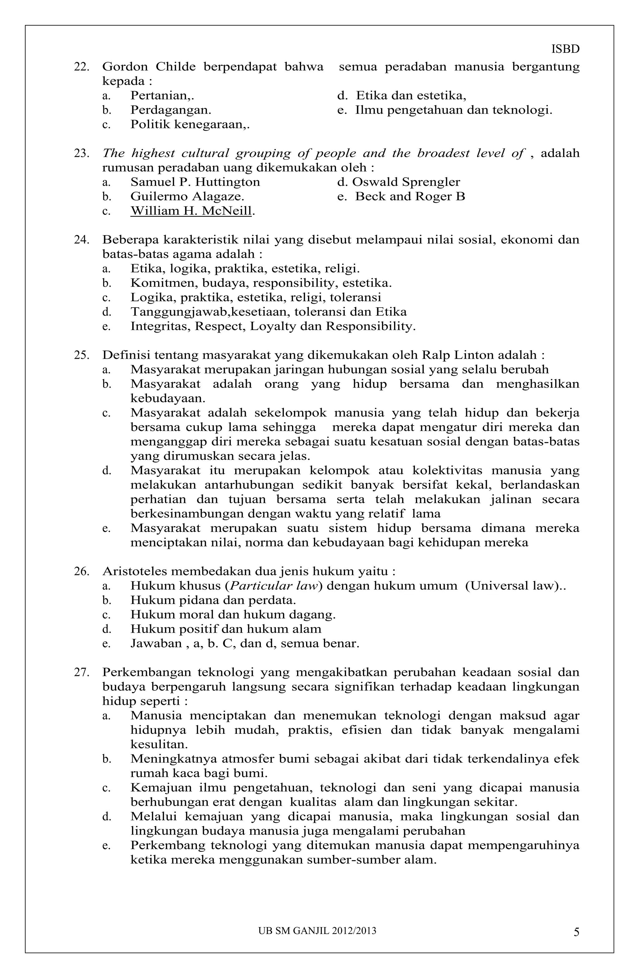 SOAL UJIAN ISBD | PDF