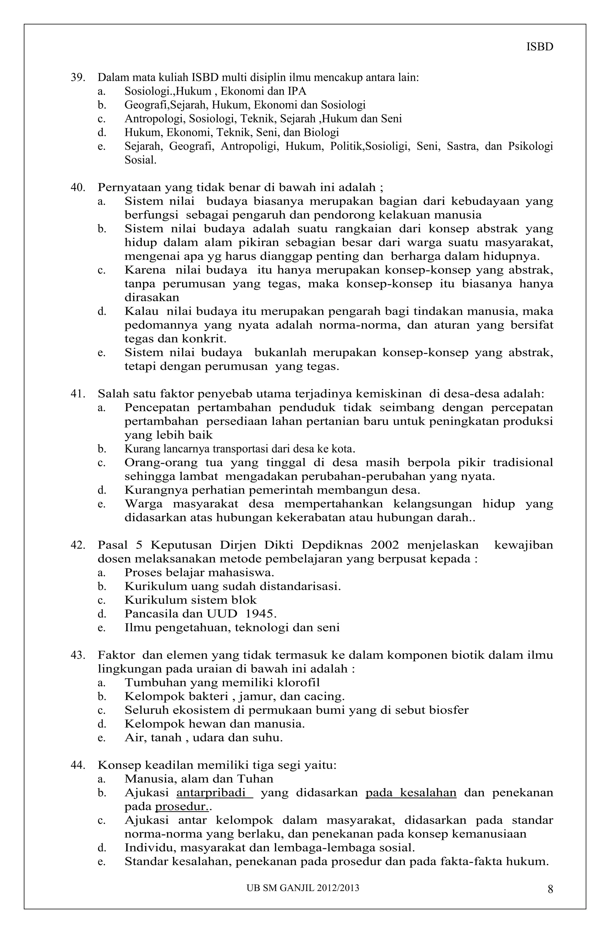 SOAL UJIAN ISBD | PDF