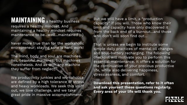 6 step mindset maintenance checklist for workaholics | PPT