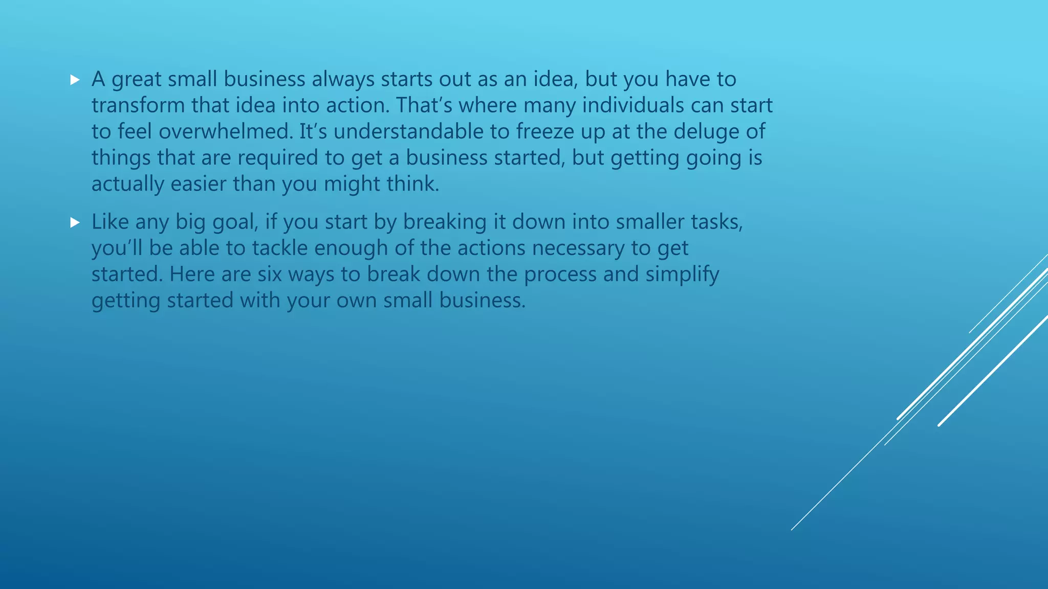 6 step process to starting a small business | PPTX