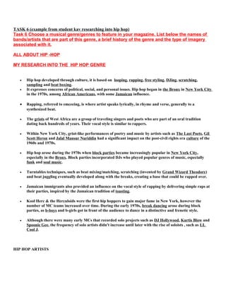 6. task 6 example genre research | PDF