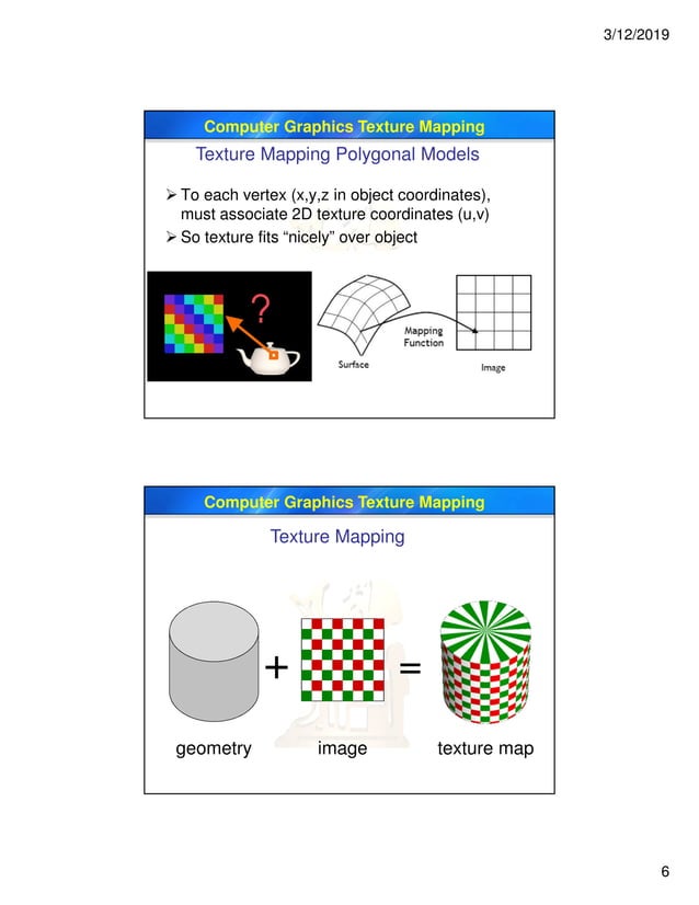 6 texture mapping computer graphics | PDF