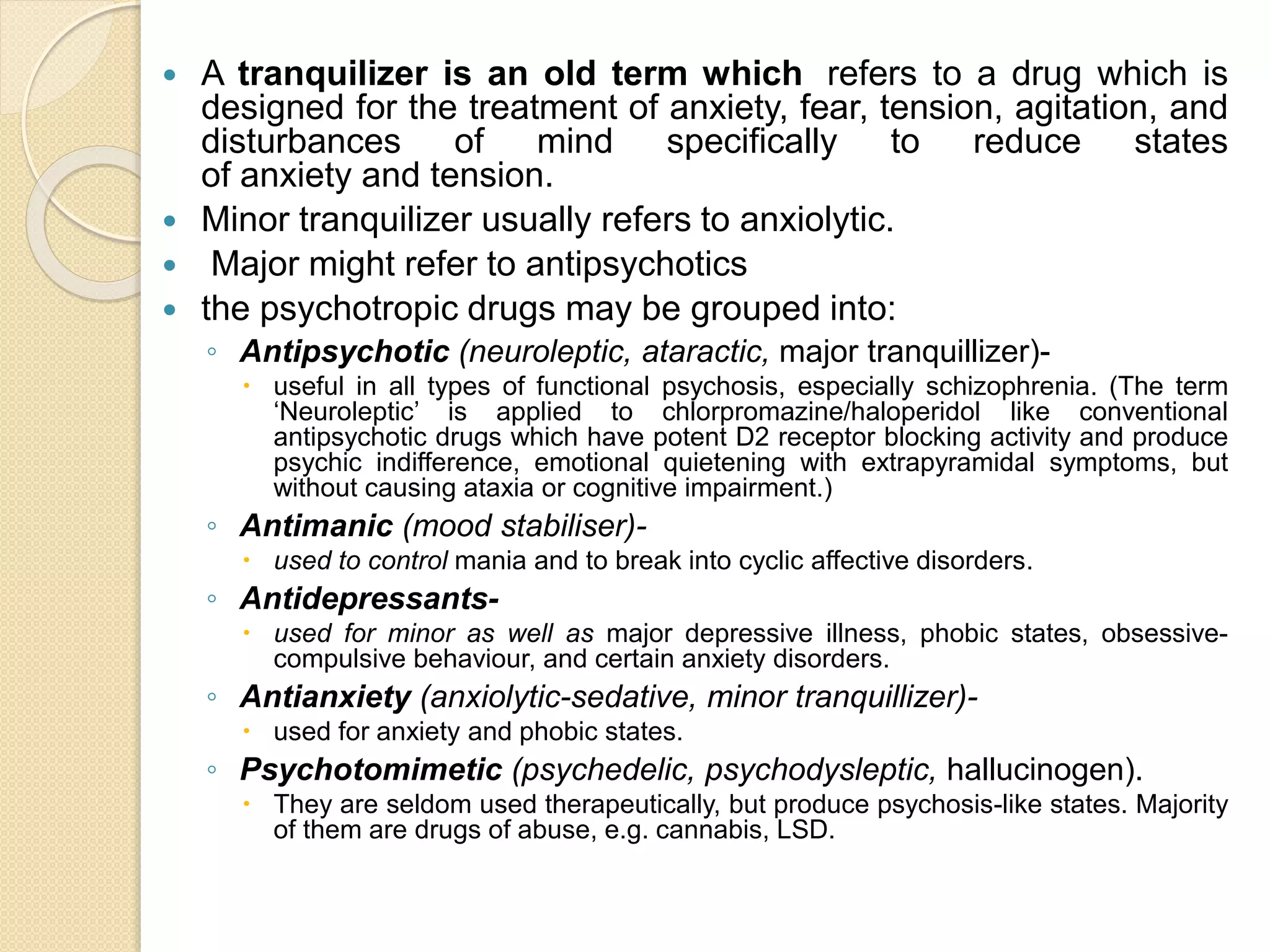 Tranquilisers | PPTX