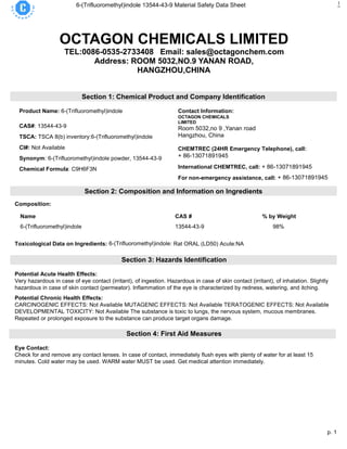 6 (trifluoromethyl)indole 13544-43-9 msds | PDF