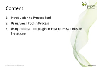 Joget Workflow v6 Training Slides - 6 - Using your First Process Tool | PPT