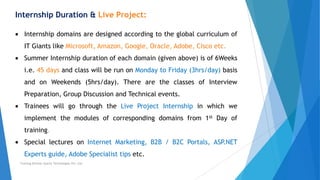 6 Week Summer Internship in Delhi NCR for B.Tech, MCA, Bsc IT, etc ...