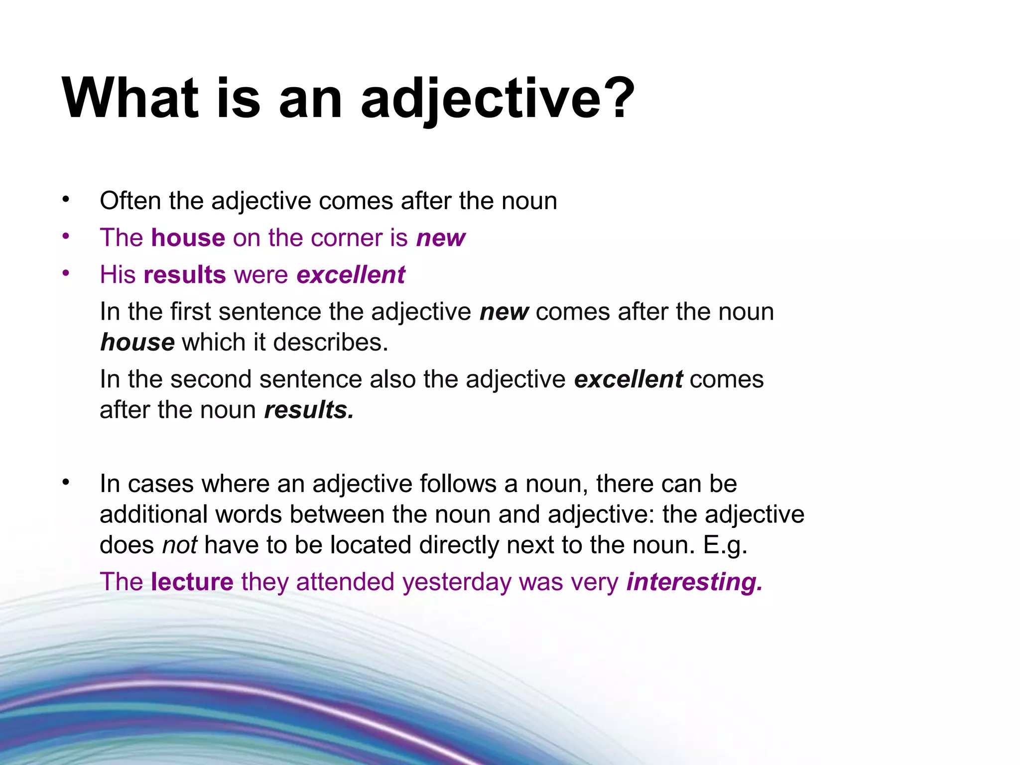 Foundations of Grammar 6: What is an adjective? | PPT
