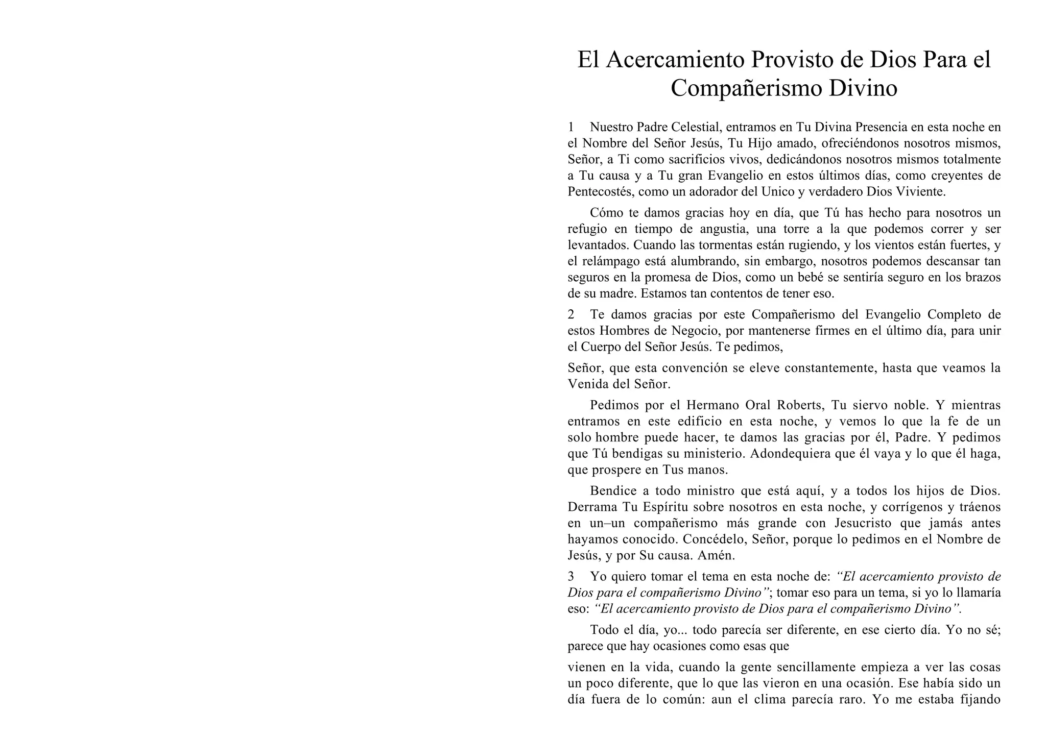 60 0630 el acercamiento provisto de dios para el compañerismo divino | PPT