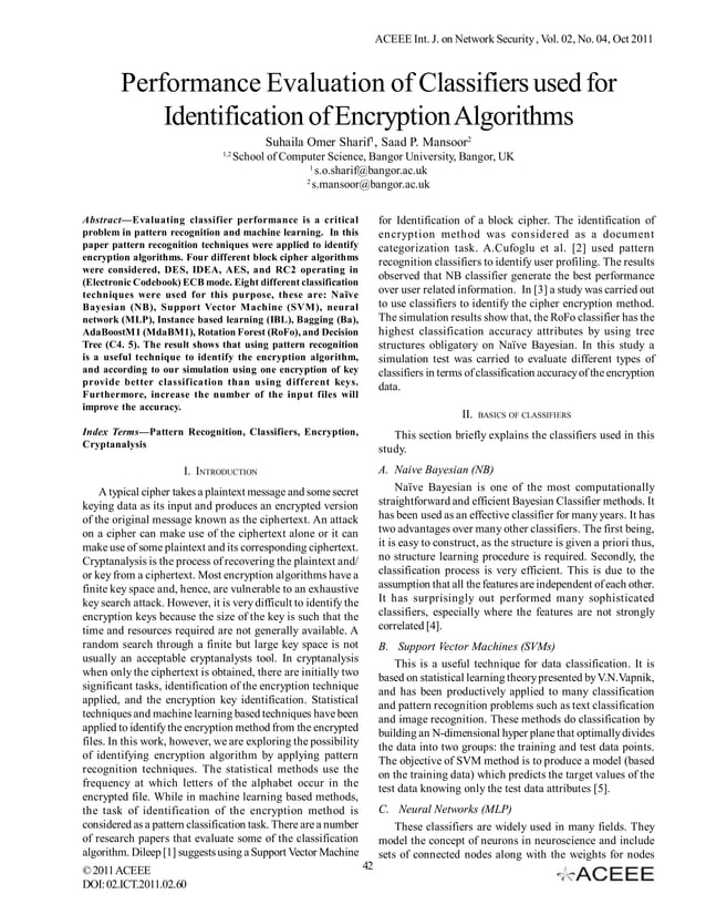 Performance Evaluation Of Classifiers Used For Identification Of