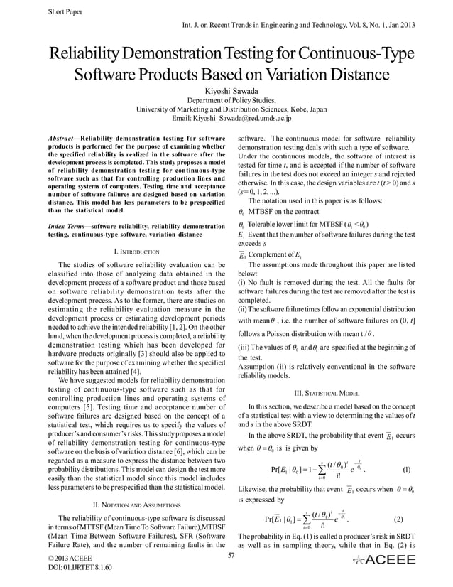 Reliability Demonstration Testing for Continuous-Type Software Products ...