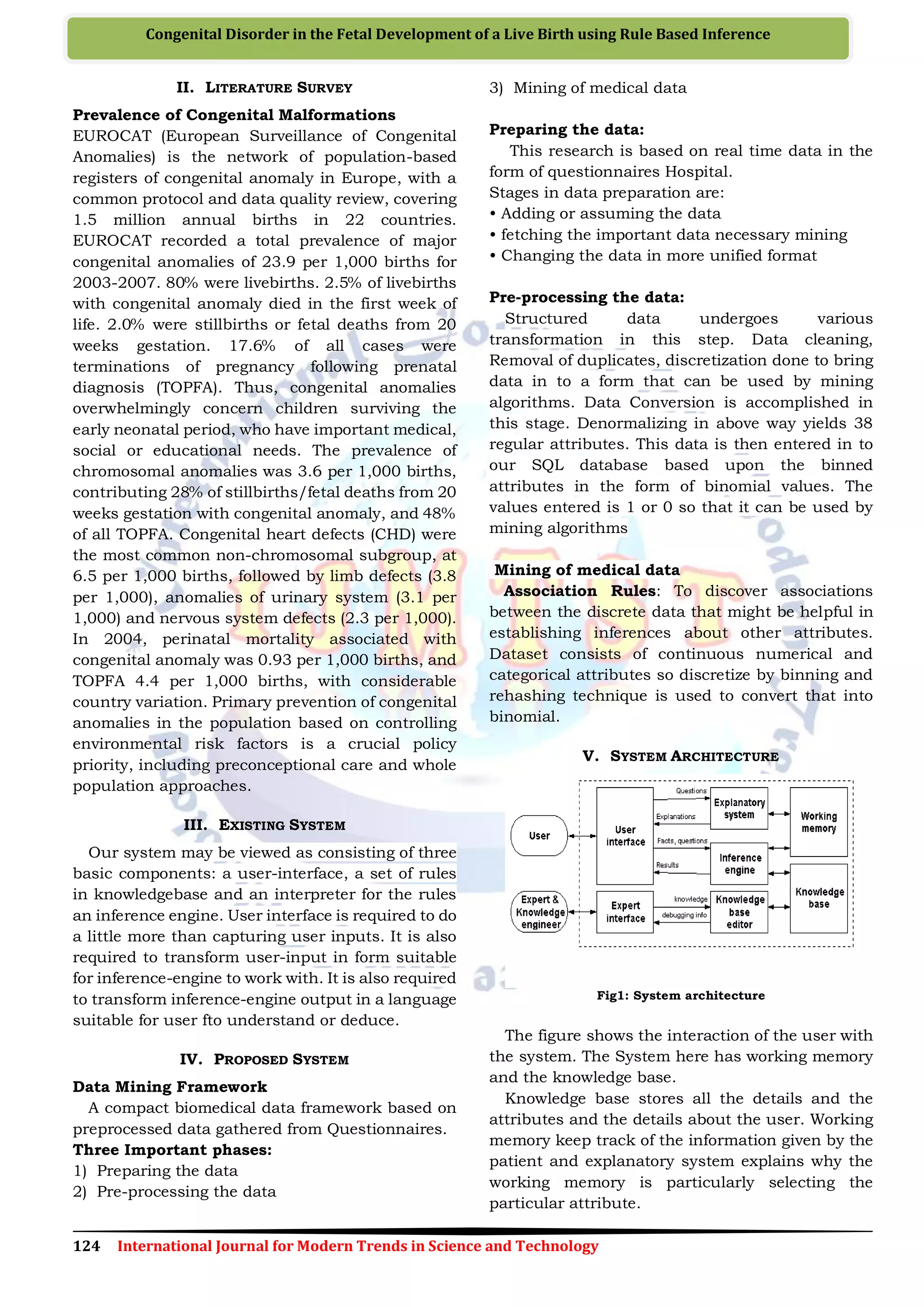 Congenital Disorder in the Fetal Development of a Live Birth using Rule Based Inference | PDF