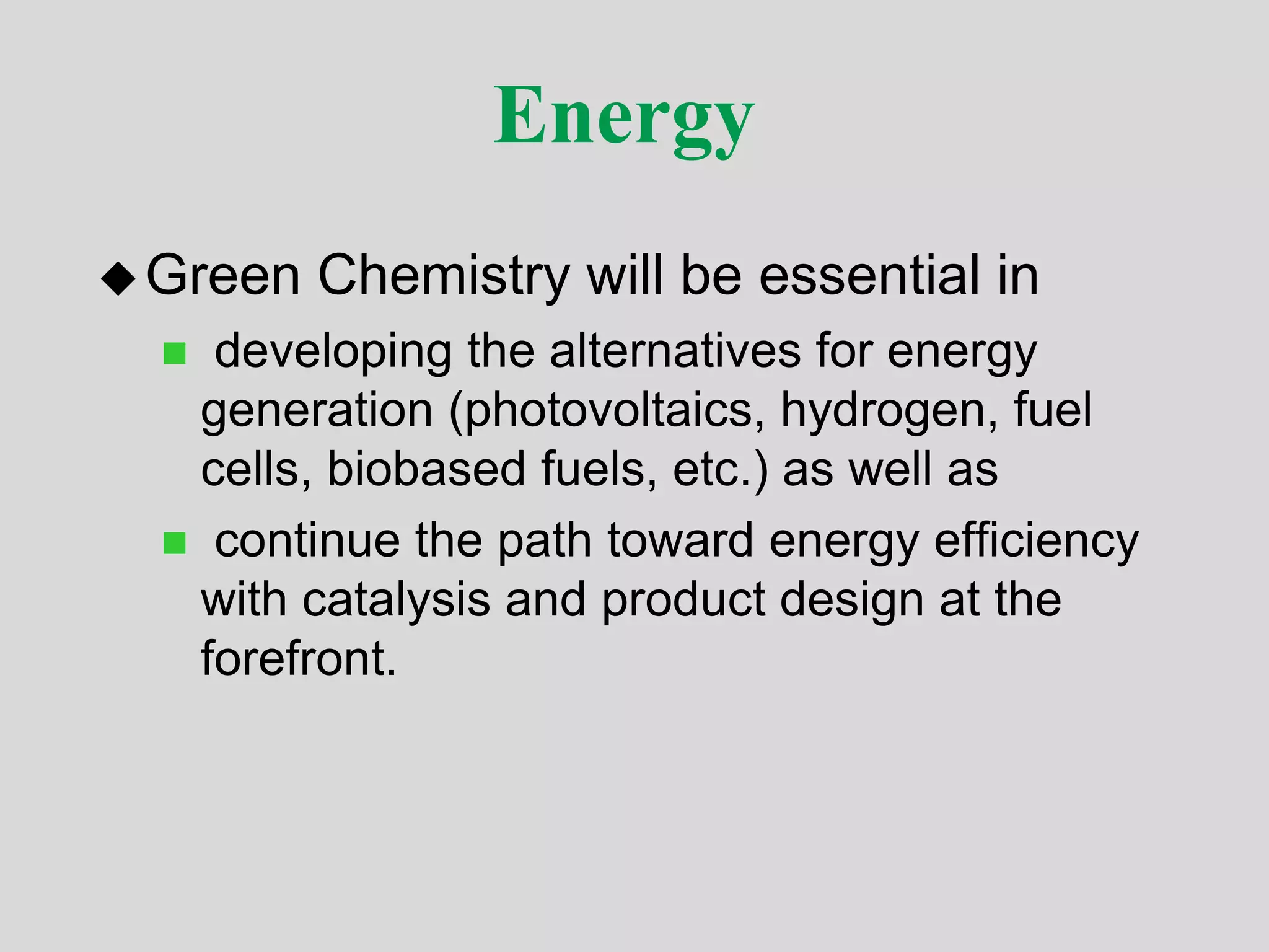 GREEN CHEMISTRY [IS A SOLUTION TO ENVIRONMENT PROBLEM?] | PPT