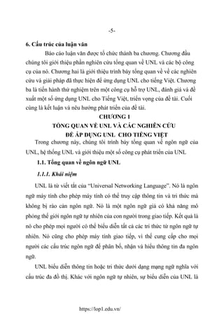 Luận văn Nghiên cứu các công cụ phát triển của UNL và khả năng ứng dụng ...