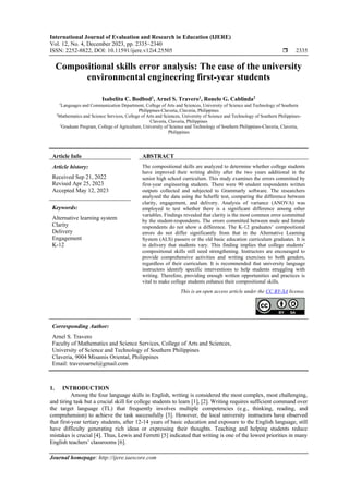 Compositional skills error analysis: The case of the university environmental engineering first ...