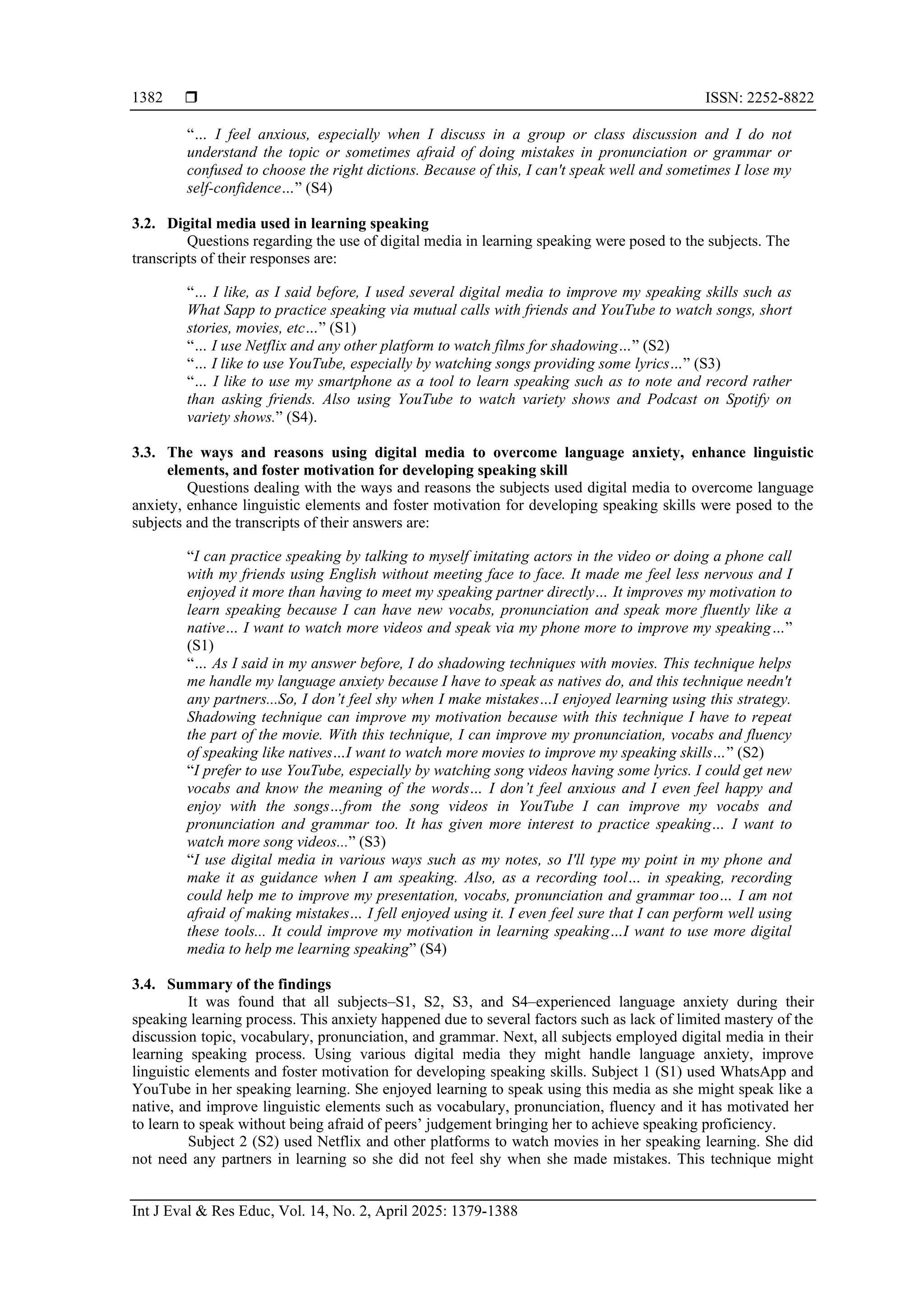 Digital media’s role in overcoming anxiety, enhancing linguistic ...