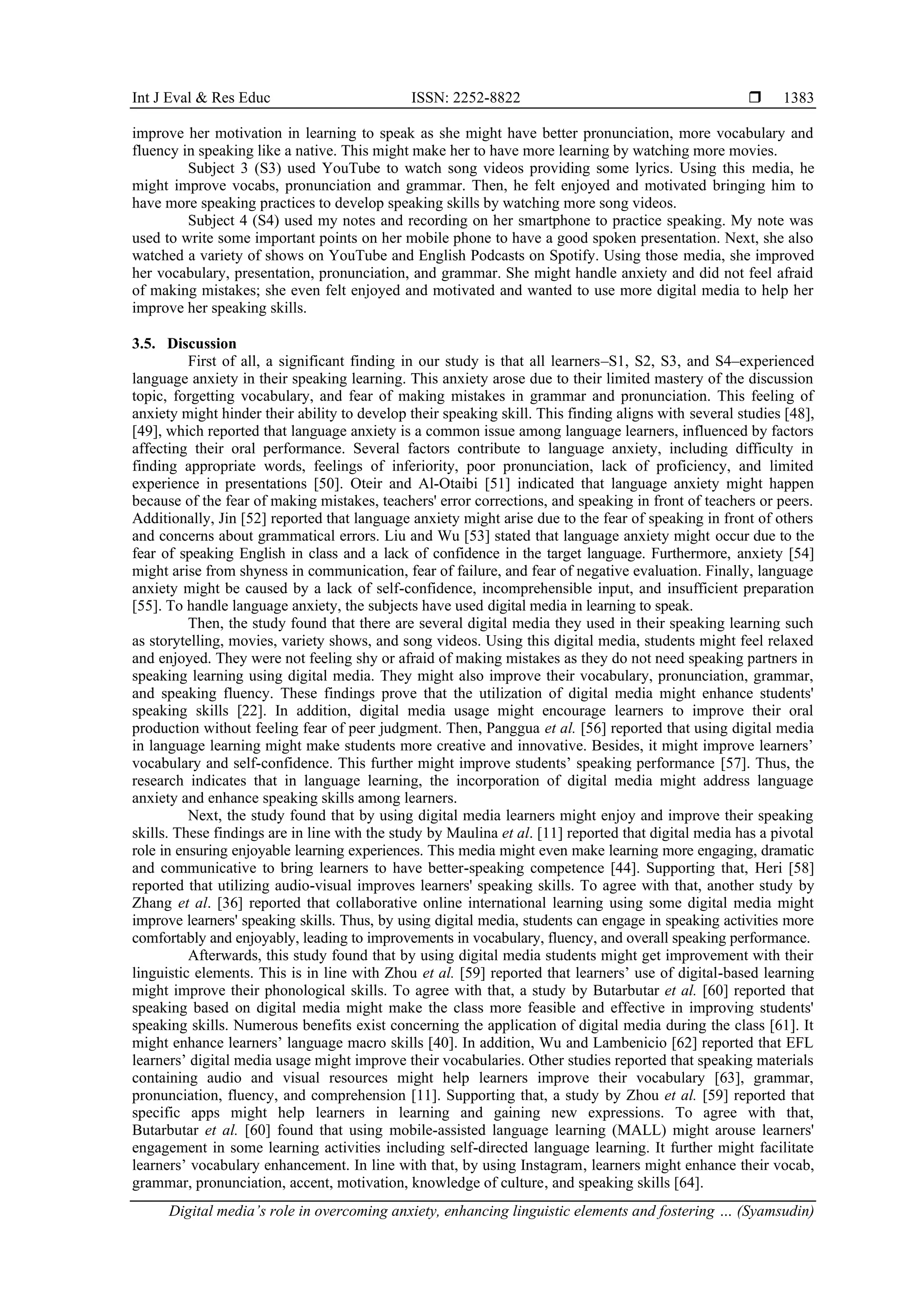 Digital media’s role in overcoming anxiety, enhancing linguistic ...