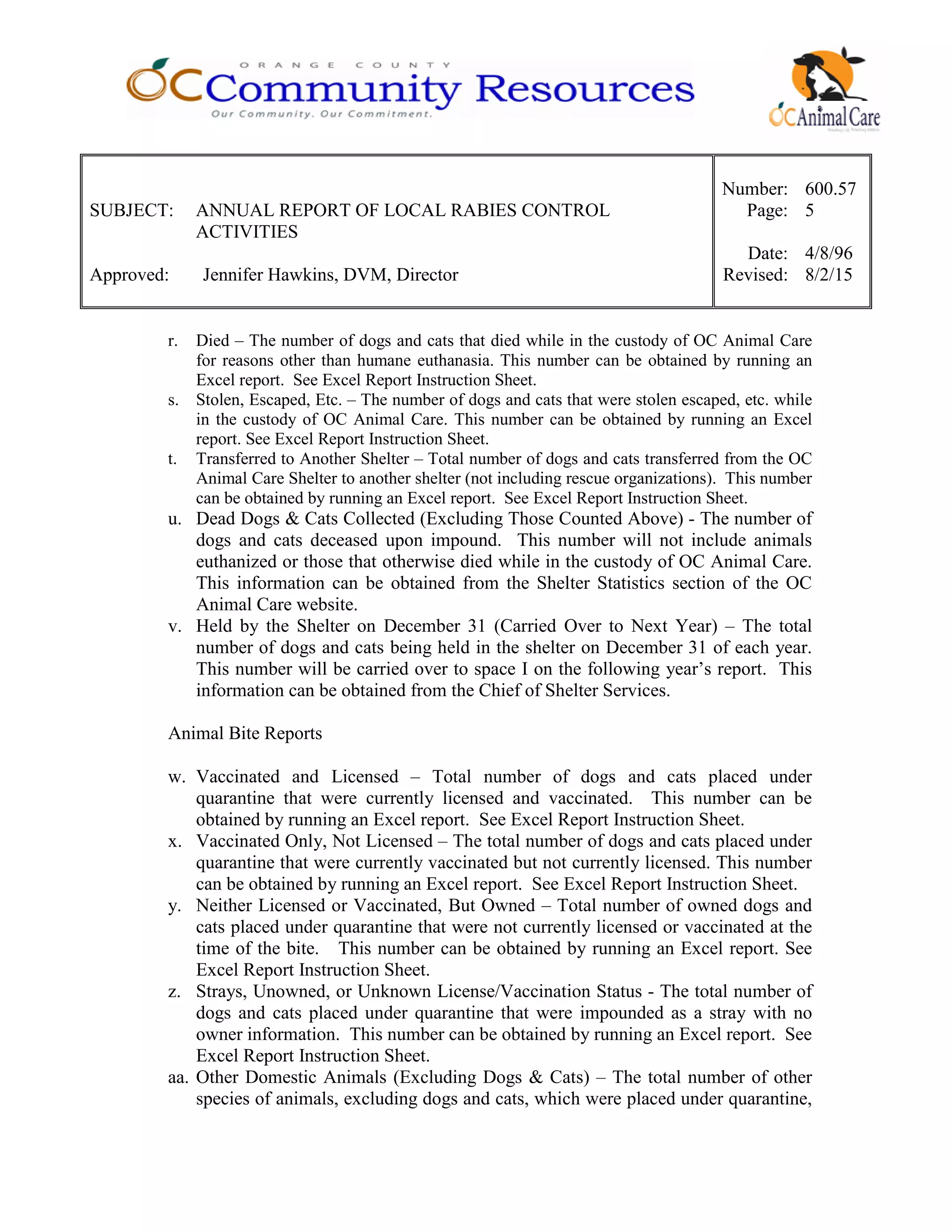 600.57 annual report of local rabies control activities | PDF ...