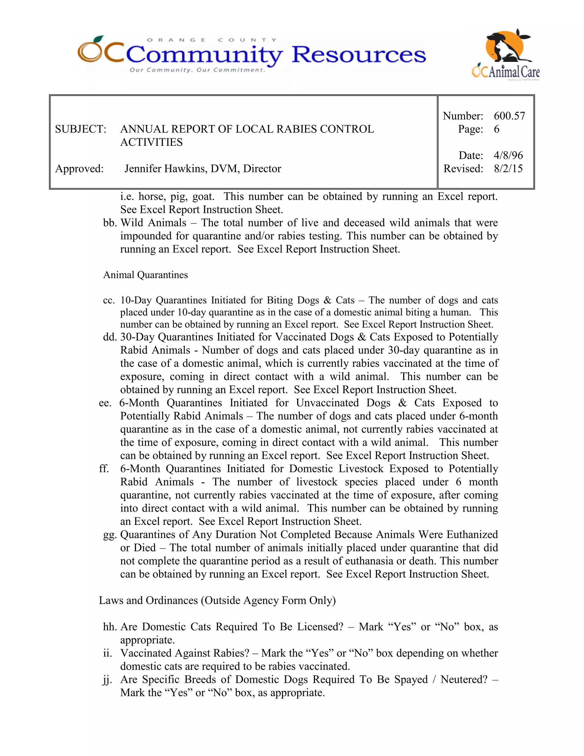 600.57 annual report of local rabies control activities | PDF ...