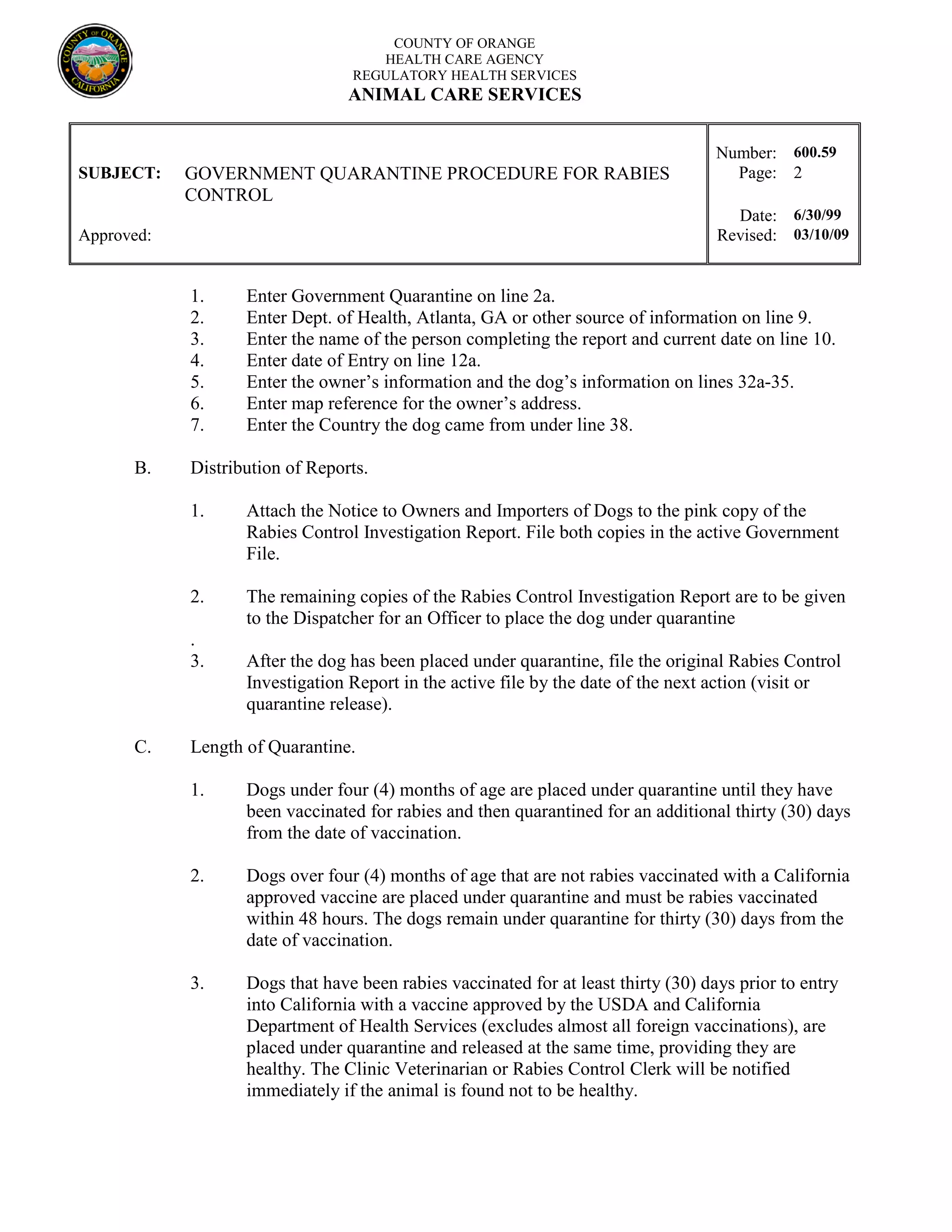 600.59 government quarantine procedures for rabies control | PDF