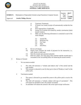 600.37 redemption of impounded animals using chameleon system | PDF