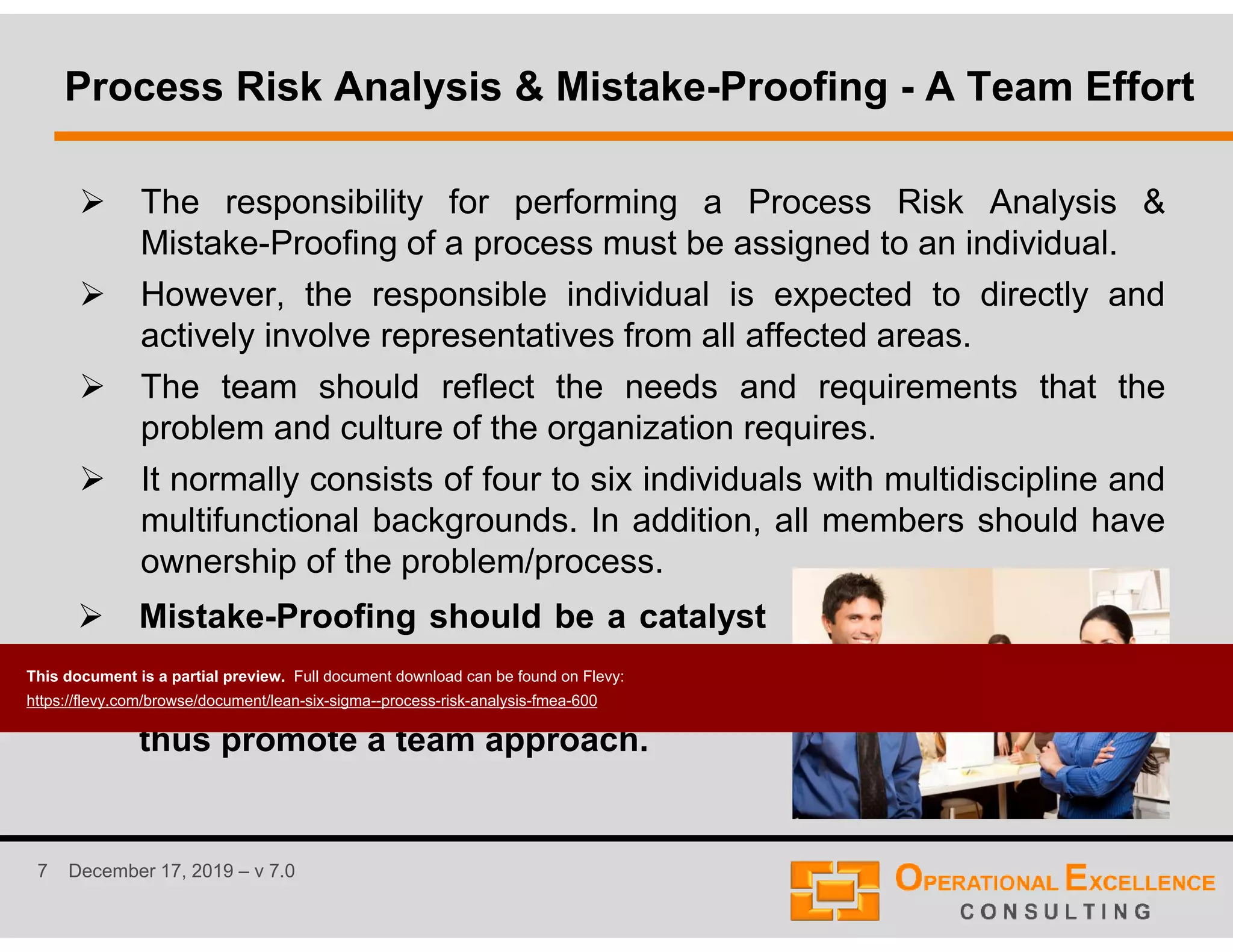 Lean Six Sigma - Process Risk Analysis (FMEA) | PDF