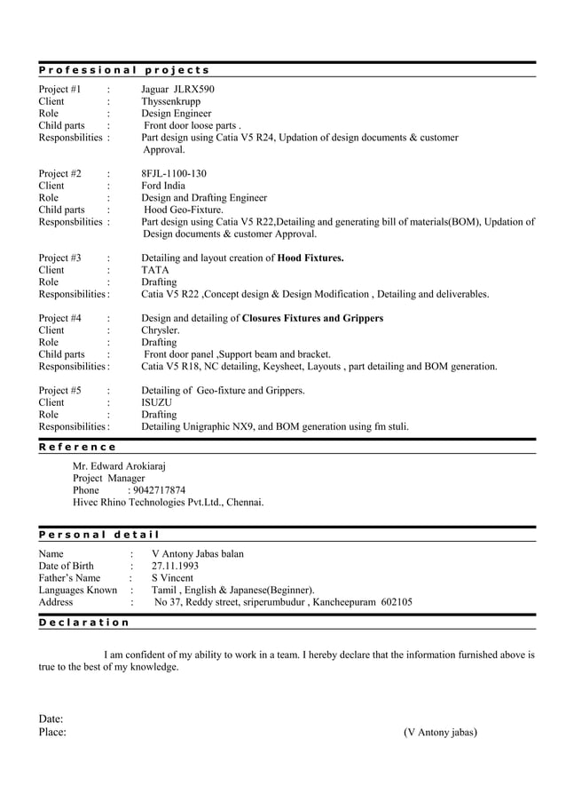 V Antony Jabas_2016 Resume | PDF