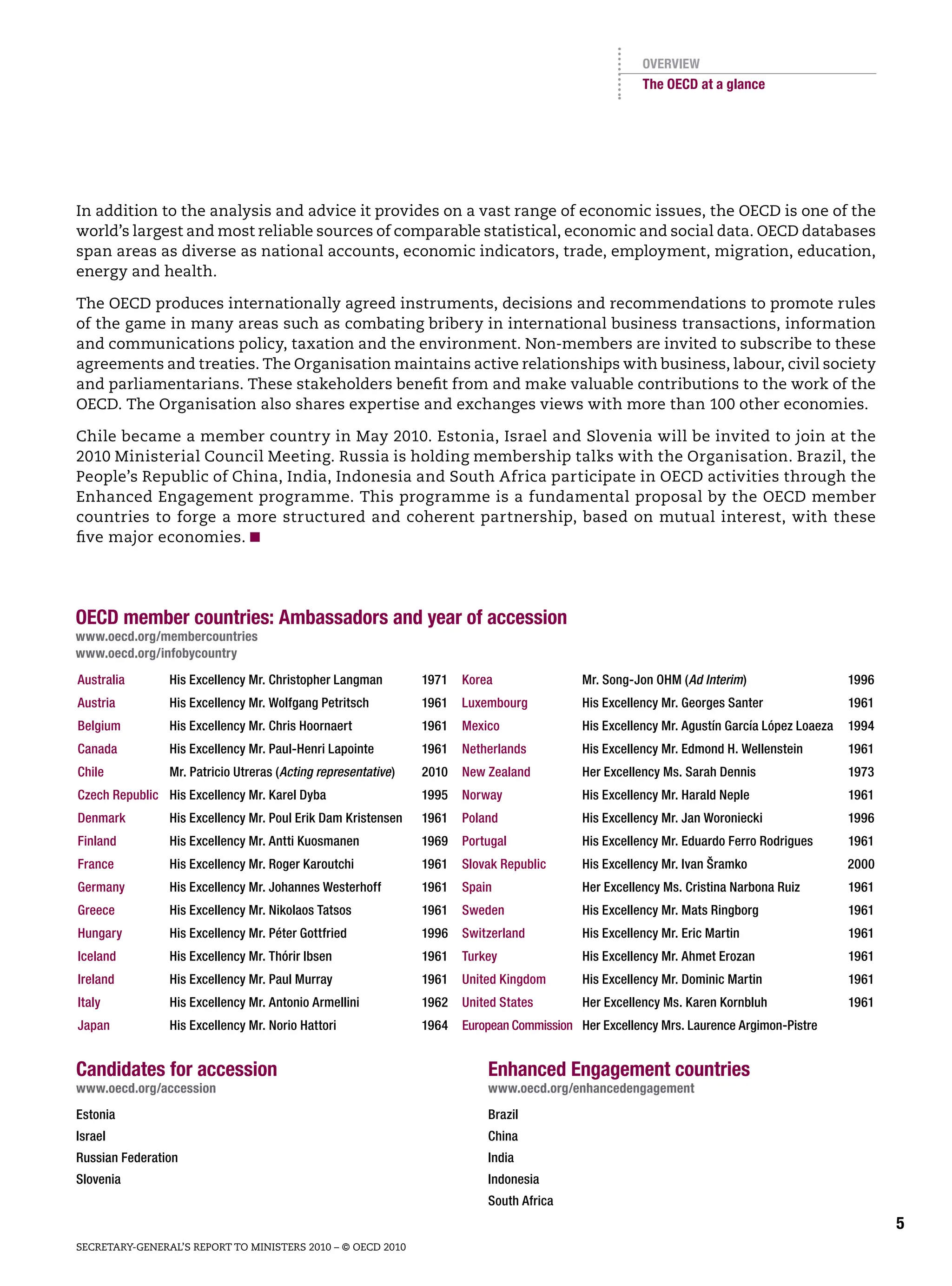 Secretary General s Report to Ministers 2010 Oecd | PDF