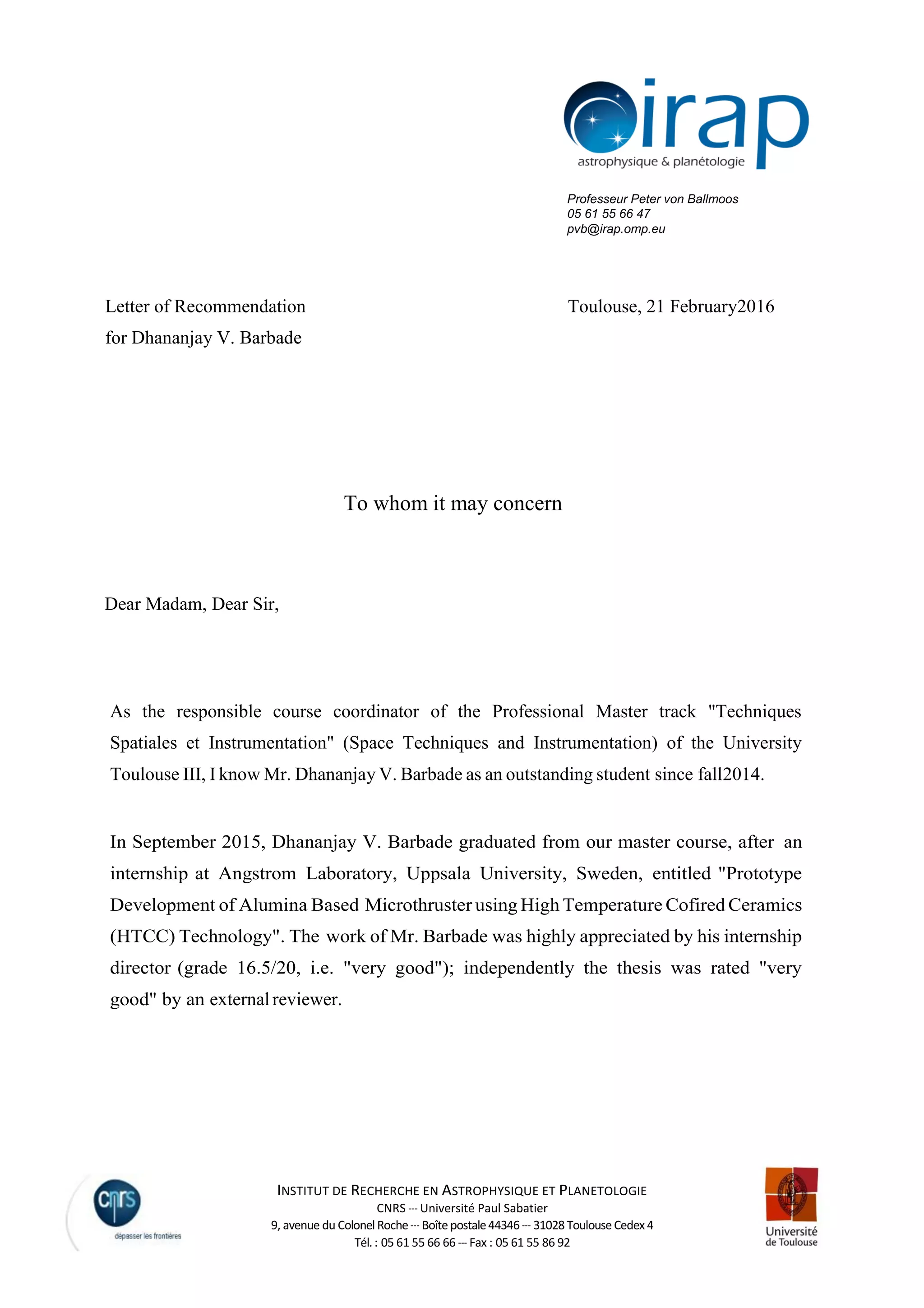 Recommendation letter-3 | PDF