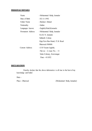 Rafiq Jamadar | DOCX | Human Resources | Business